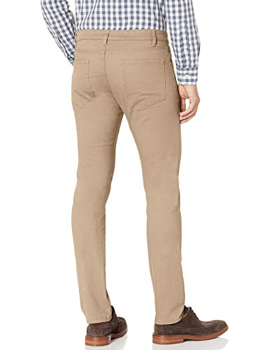 Amazon Essentials Men's Skinny-Fit 5-Pocket Stretch Twill Pant, Khaki Brown, 32W x 30L
