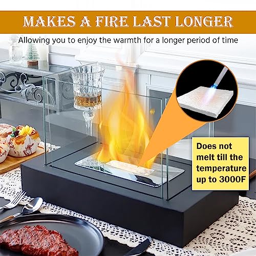 2 Pcs Ceramic Wool Wick Sponge to Extend Burn Time – Ceramic Wool for Tabletop Firepit - Ceramic Fiber Insulation for Bioethanol Fireplaces, Portable Tabletop Fire Pits - 24" x 12" x 1" (Thick)