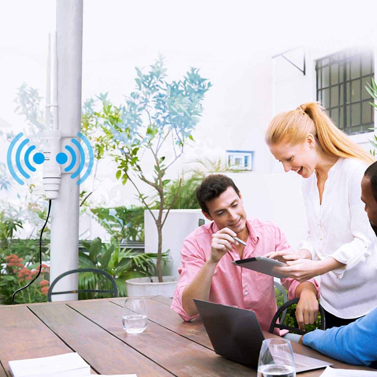 Dual Band 2.4+5GHz 600Mbps Outdoor WiFi Range Extender, WAVLINK-WN570HA1 3 in 1 Wireless PoE Access Point AP (CPE)/ Exterior Router/Repeater Internet Amplifier Network Signal Booster in 2 Antennas