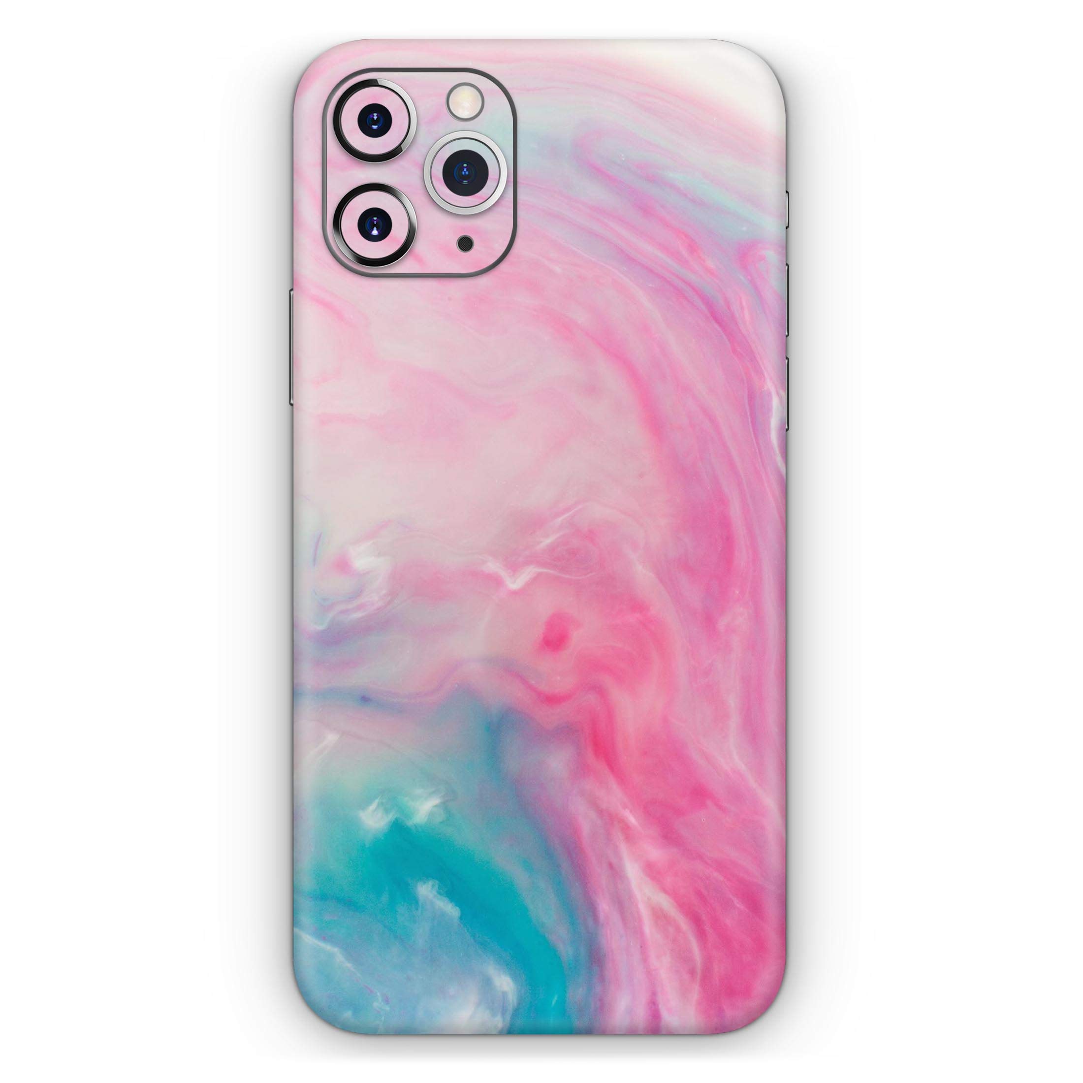 Design Skinz Marbleized Pink and Blue Paradise V712 Protective Vinyl Decal Wrap Skin Cover Compatible with The Apple iPhone 11 Pro Max (Screen Trim & Back Glass Skin)