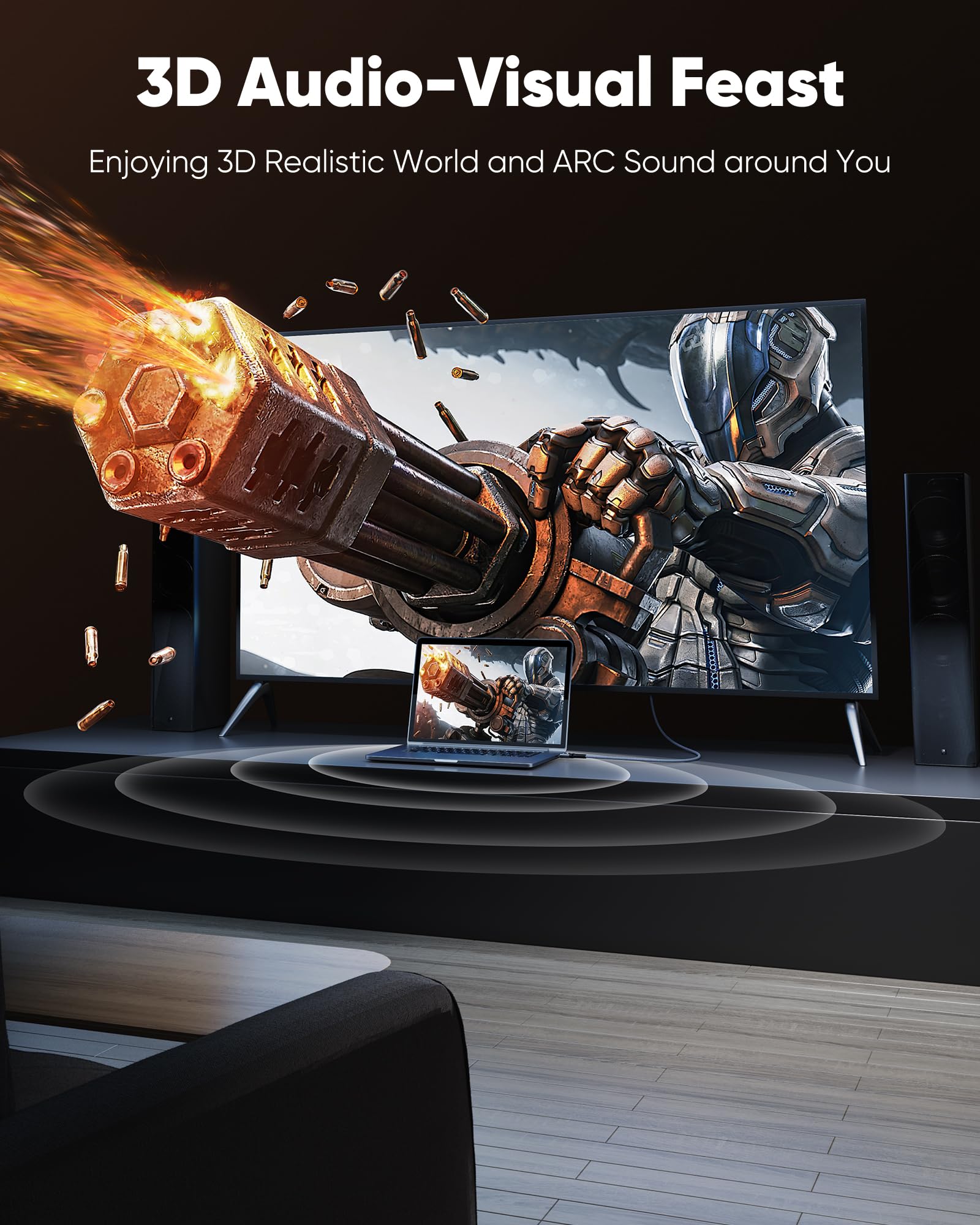 Highwings 4K Short HDMI Cable 18Gbps, 1.5FT 2.0 4K@60Hz HDMI Braided Cord-Supports (4K 60Hz HDR,Video 4K 2160p 1080p 3D HDCP 2.2 ARC-Compatible with Ethernet PS4/3 4K Monitor Projector ect