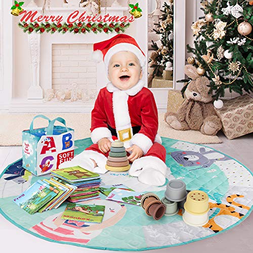 Mini Tudou 6 Pcs Stacking & Nesting Circle Toy,Soft Building Rings Stacker & Teethers,Squeeze Play with Early Educational Learning Stacking Tower, Best Gift for 6+ Months Boys&Girls