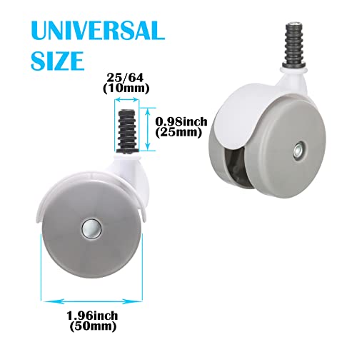 Baby Walker Wheels Replacement, Set of 4, Baby Walker Accessories, Plastic Wheels Casters, Universal Wheels (Grey), 10mm