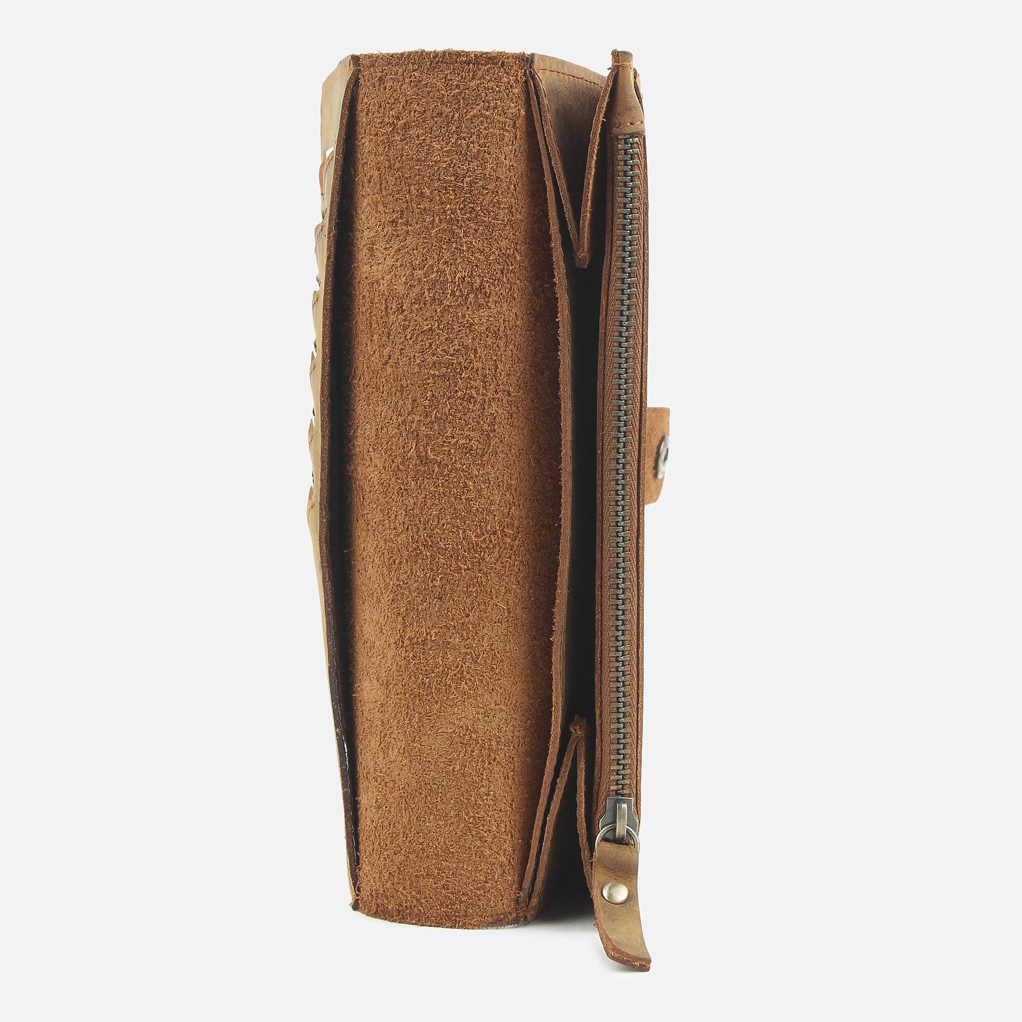 ALPHAHIDE Genuine Leather Wallet for Women - RFID Blocking Ladies Clutch - Ladies Phone Wallet - Raw Leather Purse - Zipper Pocket - Gift Boxed (Tan)