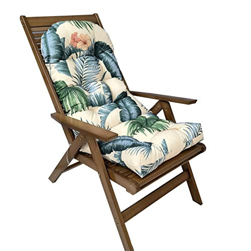 AYGJKIE Waterproof Outdoor Cushions for Patio Furniture Indoor Floral Printed Sun Lounger Pad Replacement with Ties, Rocking Chair Sofa Cushion Non-Slip High Back (Color : Hawaiian Style, Size : 110