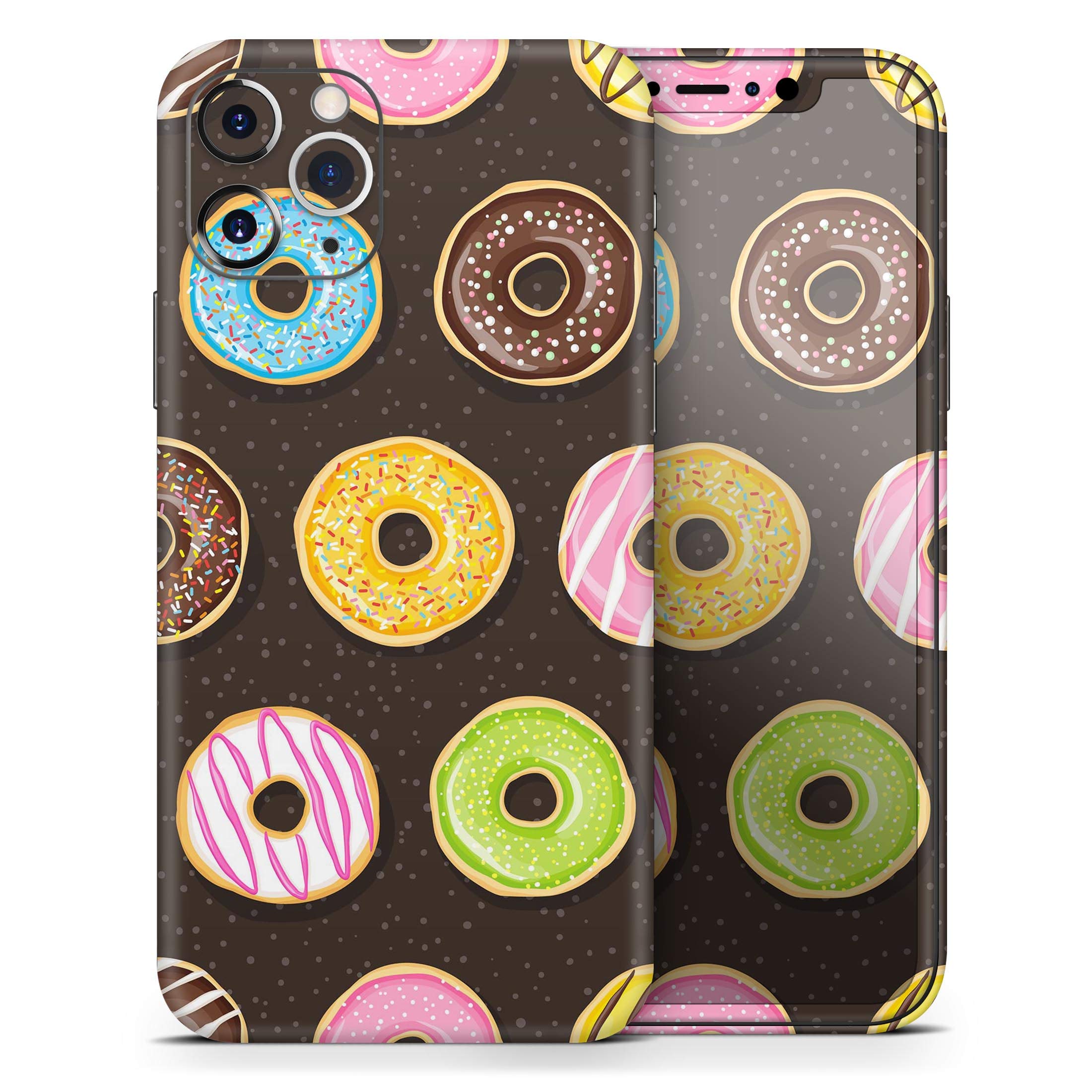 Design Skinz Yummy Colored Donuts v2 - DesignSkinz Protective Vinyl Decal Wrap Skin Cover Compatible with The Apple iPhone Xs Max (Full-Body, Screen Trim & Back Glass Skin)