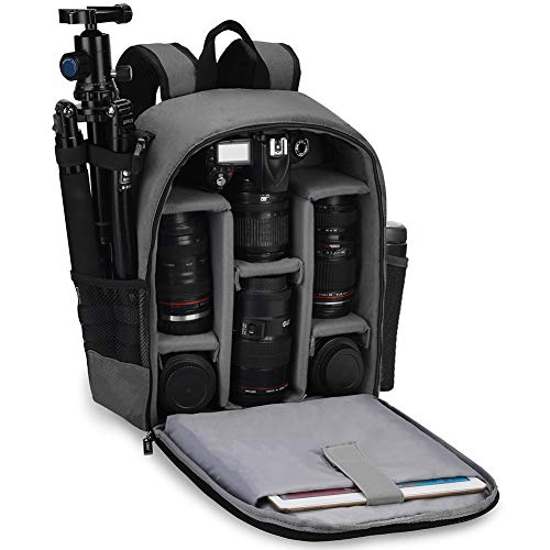 CADeN Camera Backpack Bag Professional for DSLR/SLR Mirrorless Camera Waterproof, Camera Case Compatible for Sony Canon Nikon Camera and Lens Tripod Accessories Gray
