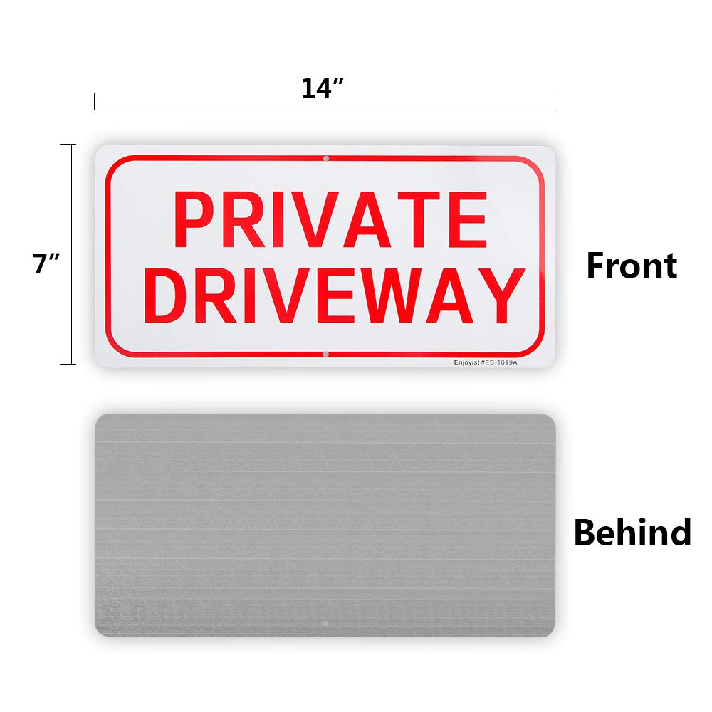 2 Pack Private Driveway Sign, 14"x 7" .04" Aluminum Reflective Sign Rust Free Aluminum-UV Protected and Weatherproof