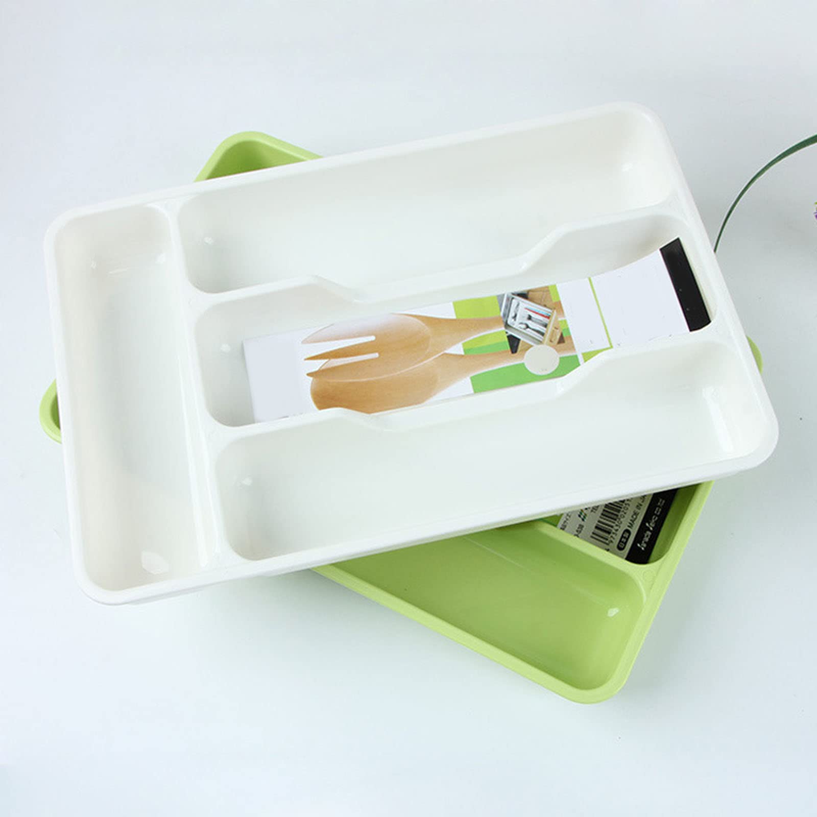 2 Pcs Kitchen Drawer Organizers Spoon Fork Separation Storage Box Plastic Cutlery Tray Eco-Friendly PP Tray Cutlery Organizer Box Kitchen Drawer Compartment Box
