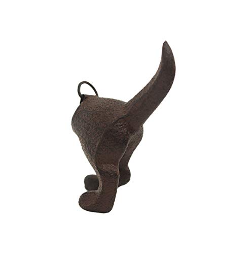 Retro Dog Tail Cast Iron Wall Hooks - Decorative Wall Hanging Hook for Coat, Towel, Keys - Antique Brown - Set of 3
