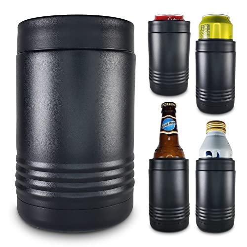 Gadsden Flag Don't Tread On Me - DTOM Double Walled Stainless Steel Insulated Can Cooler β Holds 12 or 16 oz Cans or 12 oz Bottles - Two-Sided Engraving - Includes USA Flag Sticker (Gadsden Flag)