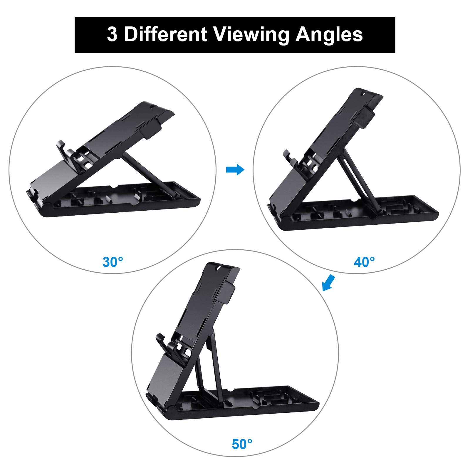 2 Pieces Basics Playstand Portable Compact Play Stand Mount Compatible with Nintendo Switch Console Cell Phone Black