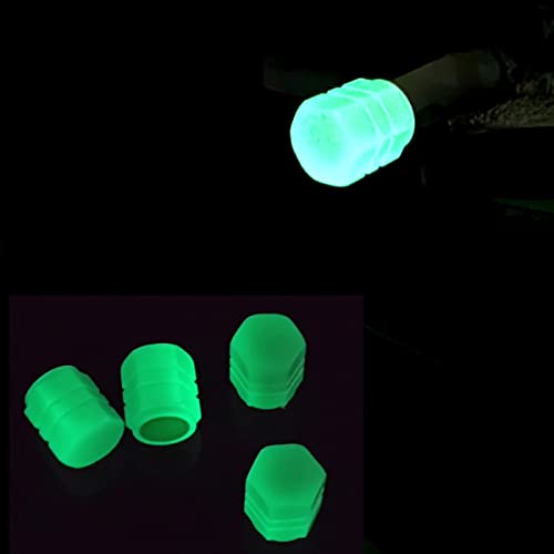 8 Pack Luminous Tire Valve Stem Caps,Fluorescent Car Tire Valve Cap Set, Corrosion Resistant, Universal Stem Covers Glowing Tire Valve Caps for Cars Trucks Motorcycles SUVs and Bikes (Green)