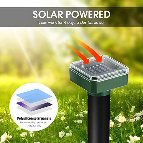 8 Pack Mole Repellent Solar Powered Solar Mole Repellent Ultrasonic Vole Groundhog Repellent Outdoor Waterproof Sonic Repellent Spikes Drive Away Burrowing Animals from Lawns and Yard