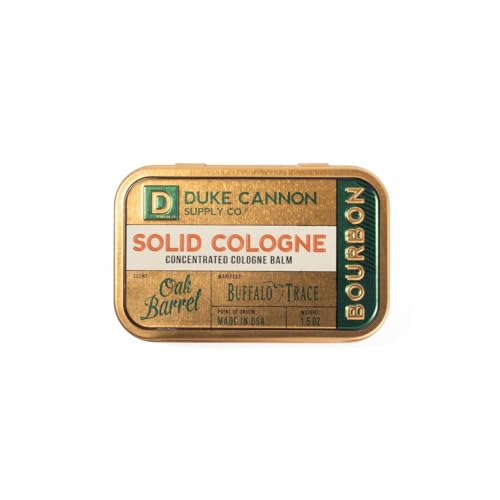 Duke Cannon Supply Co. Solid Cologne for Men Bourbon (Woodsy, Charred Oak Barrel Scent) - Concentrated Balm, Travel-Friendly Convenient Tin, 1.5 oz
