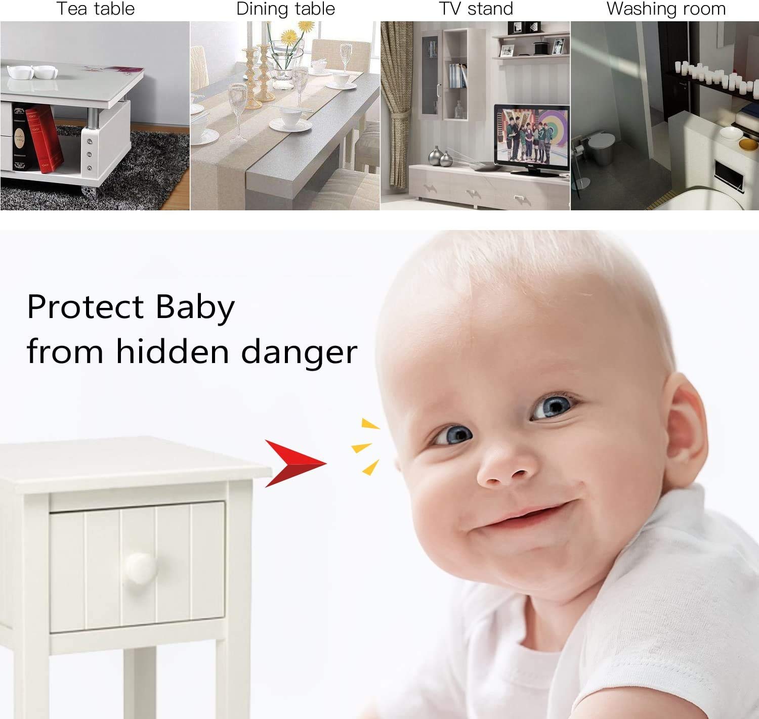 Eoney Corner Guards | Corner Protectors for Baby Safety | Furniture Table Safety Bumper | with 3M Tape(10 Pack) (Beige)
