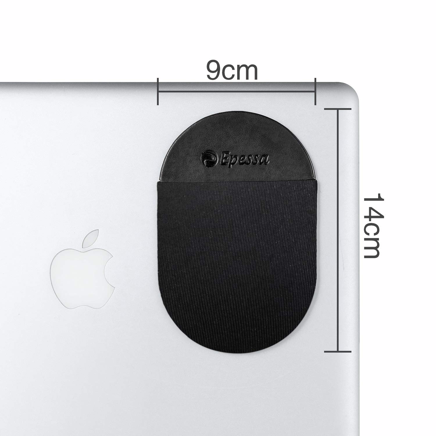 Epessa Universal Stick-On Mouse Pouch, Mouse Holder for Wireless Mouse, Mouse Sleeve for Laptop, Reusable Adhesive, No Glue Residue, Compatible with iPad or MacBook (Black)