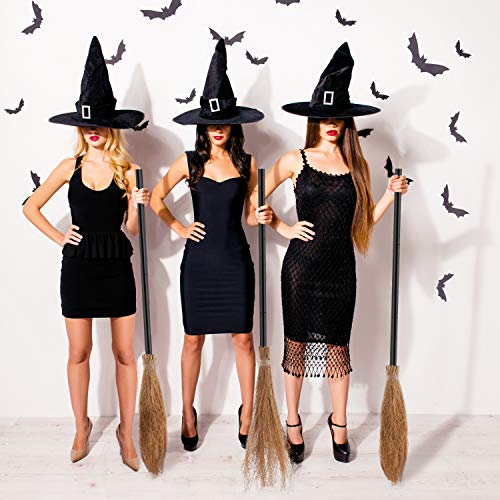 4 Pieces Halloween Witch Brooms Costume Witch Broomstick Plastic Broom Props for Halloween Cosplay Favors