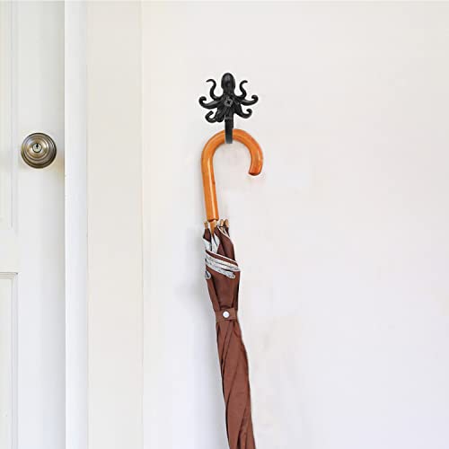 AOAOYING Wall Storage Hooks β Octopus Decorative Wall Mounted Coat Hooks for Hanging Coats, Scarves, Bags, Purses, Backpacks, Towels Indoor and Outdoor Hooks (Black 5 Pack)