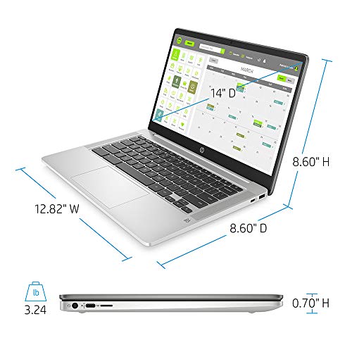 HP 2022 Chromebook Bundle 14" FHD Laptop Computer, Intel Celeron N4000, 4GB RAM, 64GB eMMC, Intel HD 600 Graphics, B&O Audio, HD Webcam, Sleeve and Mouse, Chrome OS, Grey, 32GB SnowBell USB Card