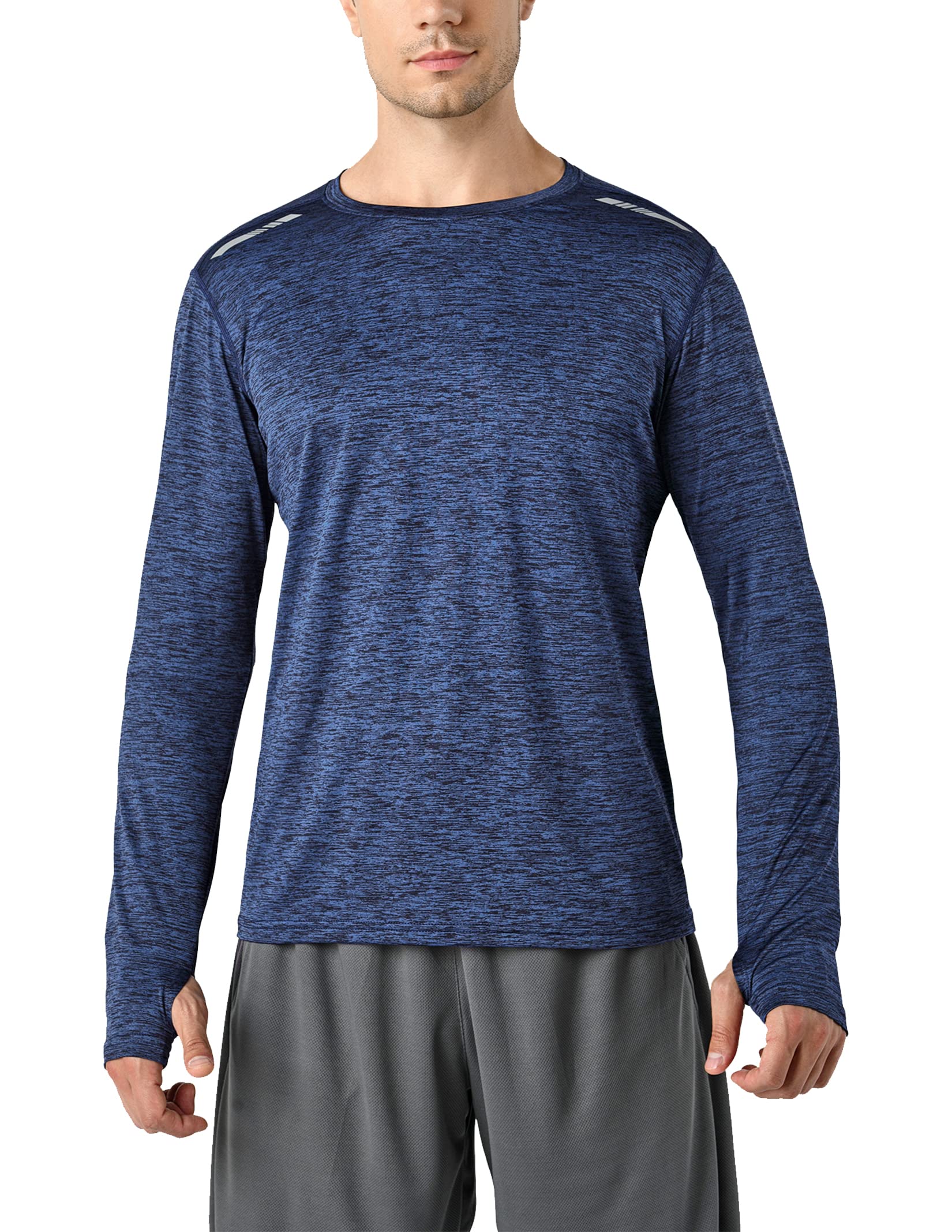 3 Pack: Men's Long Sleeve T Shirts, Dry Fit UV Sun Protection Outdoor Hiking Athletic Active Tops with Thumb Holes (Set 1, Medium)
