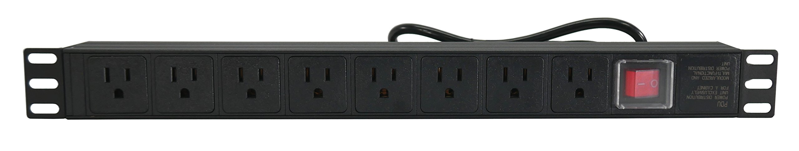 CNAweb Power Distribution Unit 19" 1U Rack Mount PDU 8 Outlet 6' Power Cord - Black