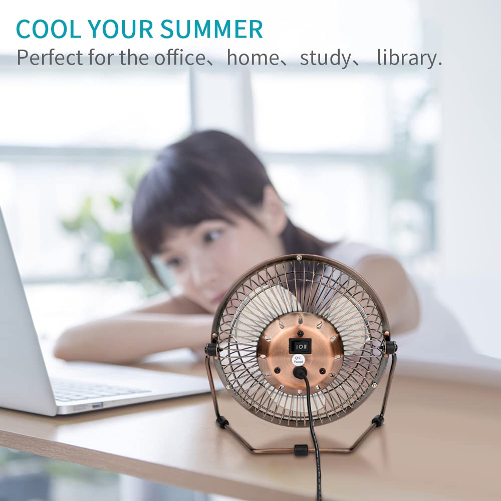 ALPIAZ 6 Inch Blade Desktop USB Fan, USB Powered, Personal Table Fan, Mini Cooling Fan, Small Desk Fan