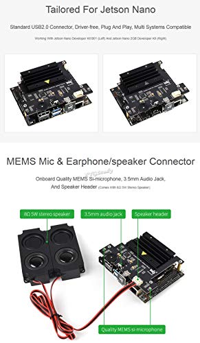 XYGStudy USB Audio Codec for Jetson Nano Developer Kit B01 and 2GB, USB Sound Card Driver-Free Plug and Play Built-in Microphone and Speaker Header, Recording and Playback Support
