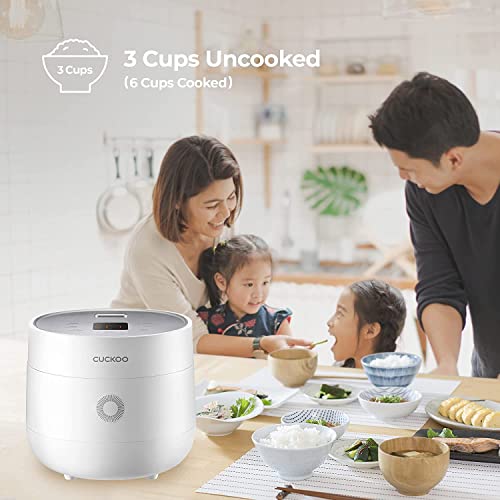 CUCKOO CR-0375F | 3-Cup/0.75-Quart (Uncooked) Micom Rice Cooker | 10 Menu Options: Oatmeal, Brown Rice & More, Touch-Screen, Nonstick Inner Pot | White