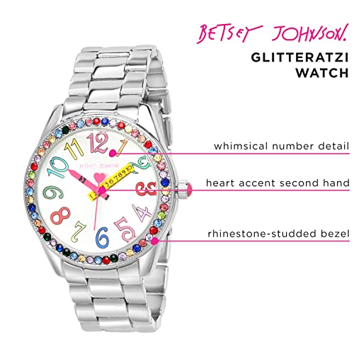 Betsey Johnson Women's Watch - Glitteratzi Wristwatch, 3 Hand Quartz Movement: BJW017PU, Size One Size, Multi Color Rhinestone