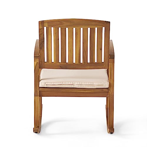 Christopher Knight Home Selma Acacia Rocking Chair with Cushion, Teak Finish