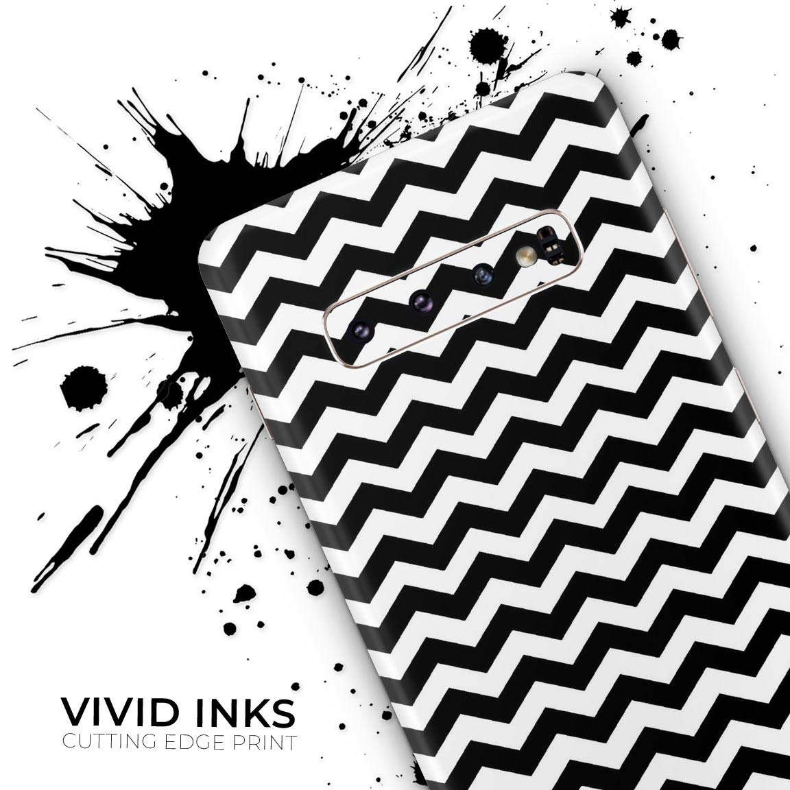 DesignSkinz Black & White Chevron Pattern V2 Protective Vinyl Decal Wrap Skin Cover Compatible with The Samsung Galaxy S20 (Screen Trim & Back Glass Skin)