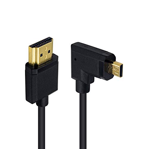 Duttek Micro HDMI to Standard HDMI Cable, Micro HDMI to HDMI Coiled Cable, Extreme Slim Left Angled Micro HDMI Male to HDMI Male Coiled Cable for 1080P, 4K, Ultra HD, 3D (1.2M/4FT)