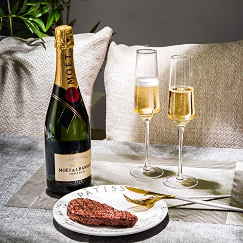 BACLIFE Champagne Flutes - Hand Blown Elegant Champagne Glasses Set of 6 - Unique Gift for Birthday,Wedding, Anniversary - Ideal for Wine Tasting,Daily Use - 7 oz, Clear