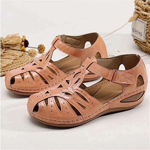 justHIGH Women's Casual Peep Toe Hollow Out Slingback Platform Wedge Sandals Breathable Non Slip Sole
