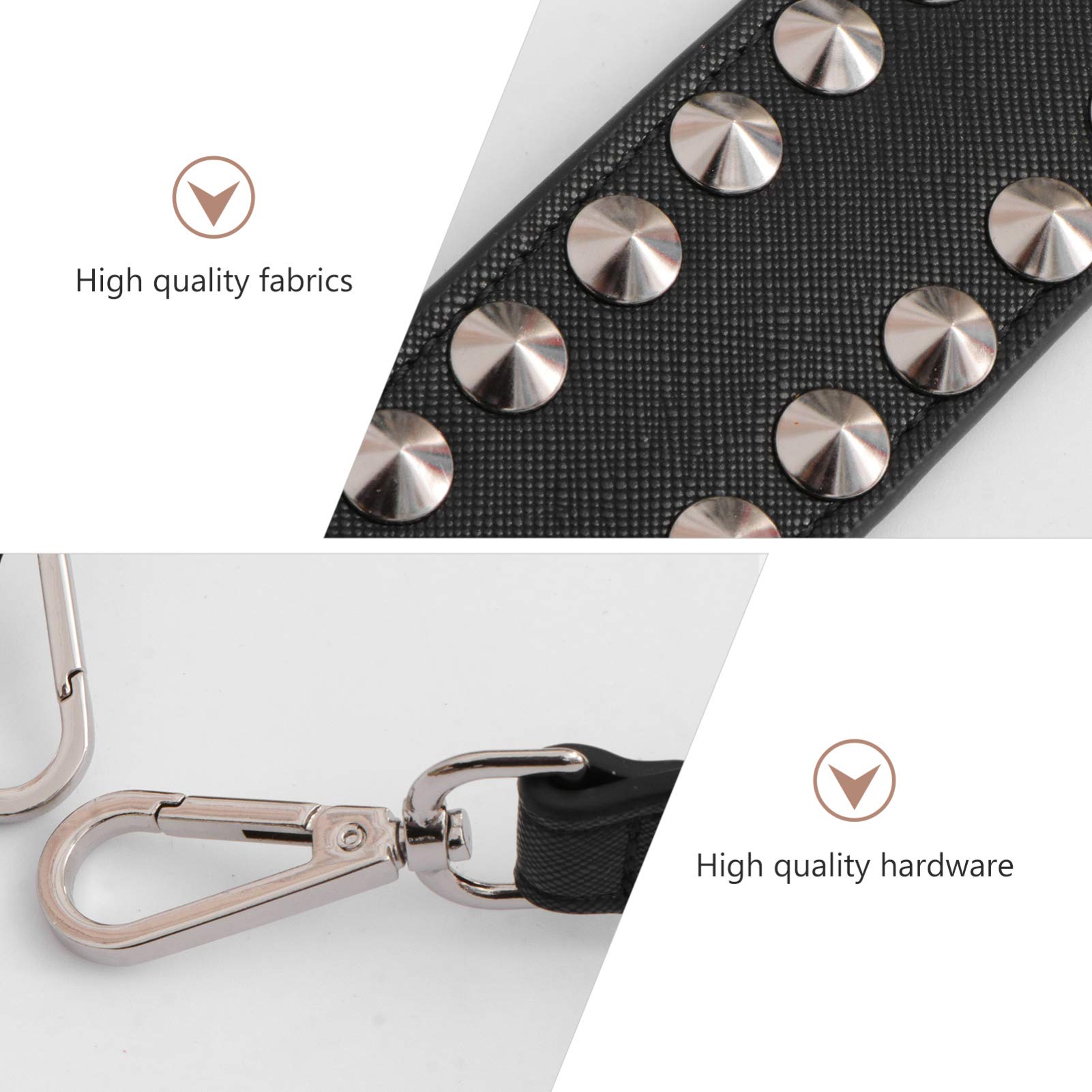 Artibetter Wide Leather Shoulder Bag Strap with siliver Studded Design Replacement Cross Body Handbag Purse Guitar Style Strap (Black)