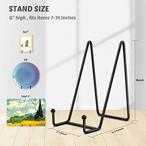 Mocoosy 2 Pack 6 Inch Display Stands for Plate - Black Metal Iron Easel Plate Holder Stands Frame Holders for Displaying Photos, Pictures, Decorative Plate Dish and Tabletop Art