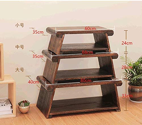 CHABUDAI Japanese Antique Tea Table Folding Legs Asian Floor Low Tea Table Wood (Middle: 68x35x28cm, ONE)