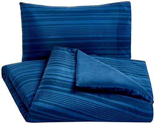 AmazonBasics Microfiber Duvet Cover Set – 135x200cm/50x80cmx1, Royal Blue Calvin Stripe