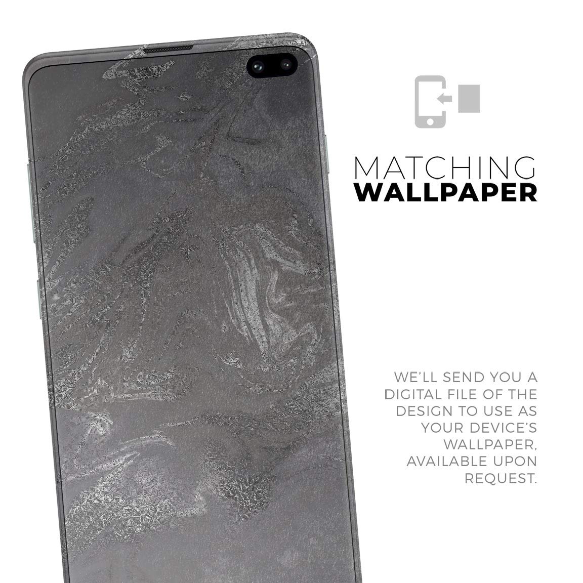 DesignSkinz Black & Silver Marble Swirl V5 | Protective Vinyl Decal Wrap Skin Cover Compatible with The Samsung Galaxy Note 10 LITE (Full-Body, Screen Trim & Back Glass Skin)