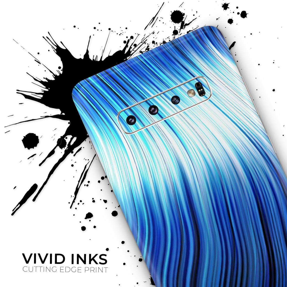 DesignSkinz Blue Vector Swirly HD Strands Protective Vinyl Decal Wrap Skin Cover Compatible with The Samsung Galaxy S20 (Screen Trim & Back Glass Skin)