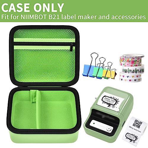 ALKOO Case Compatible with NIIMBOT B21 Label Maker Wireless Thermal Label Printer, Holder for Inkless Label Maker & Labeling Tapes Refills, with Mesh Pocket for Cable Accessories