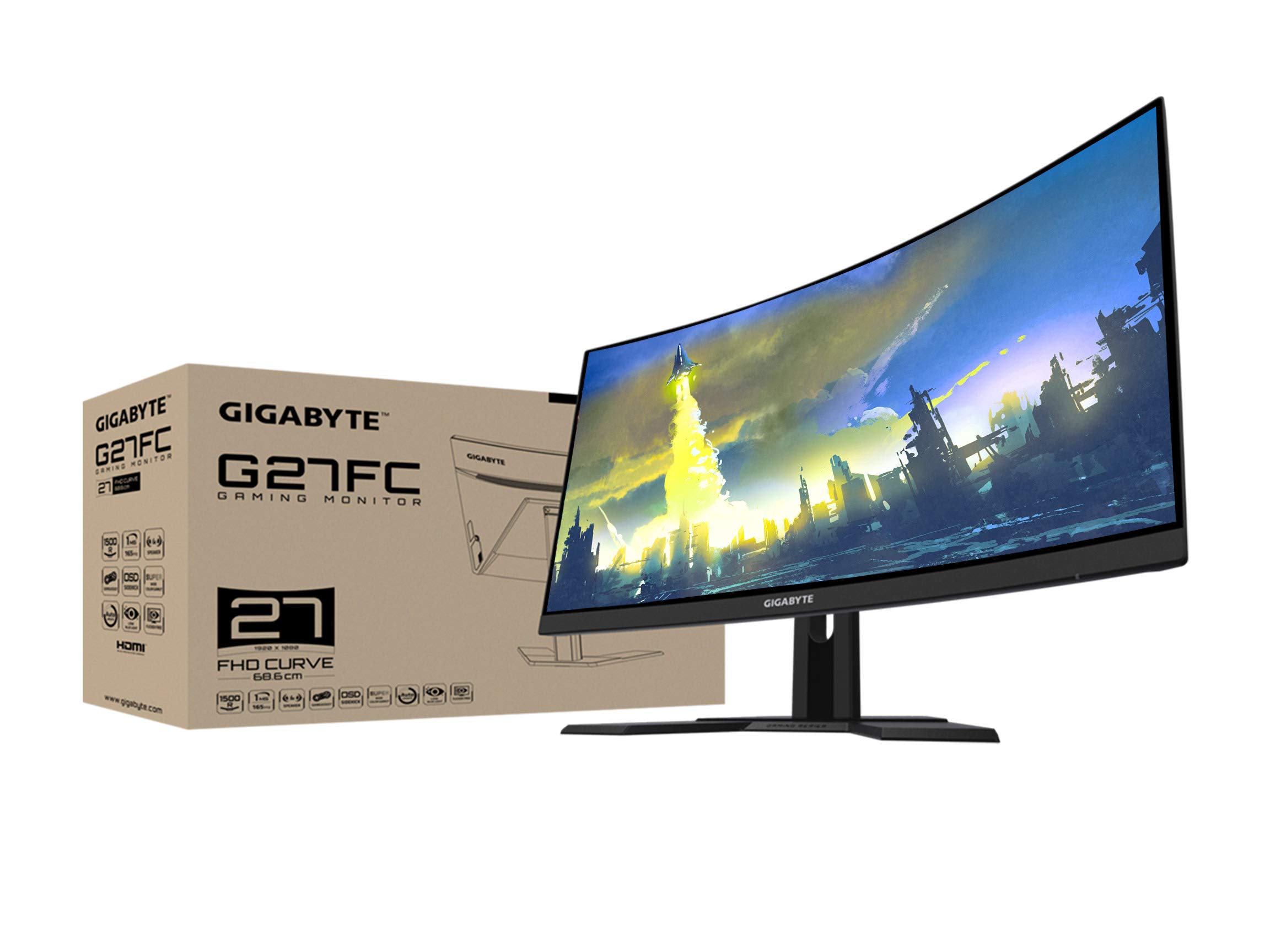 GIGABYTE G27FC 27" 165Hz 1080P Curved Gaming Monitor, 1920 x 1080 VA 1500R Display, 1ms (MPRT) Response Time, 90% DCI-P3, FreeSync Premium, 1x Display Port 1.2, 2x HDMI 1.4