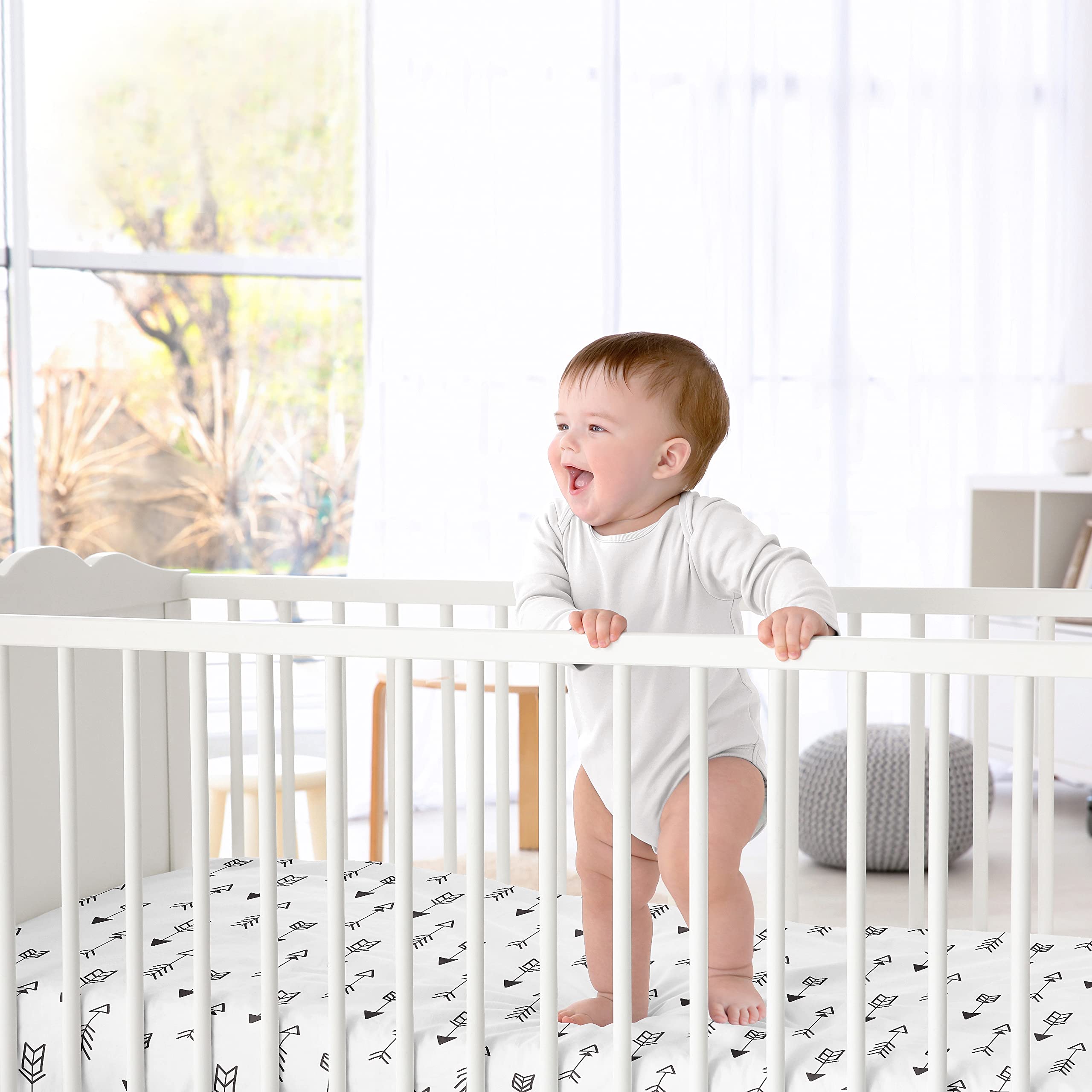 Arrow Print Fitted Crib Sheet for Black and White Fox Collection Baby/Toddler Bedding Set Collection