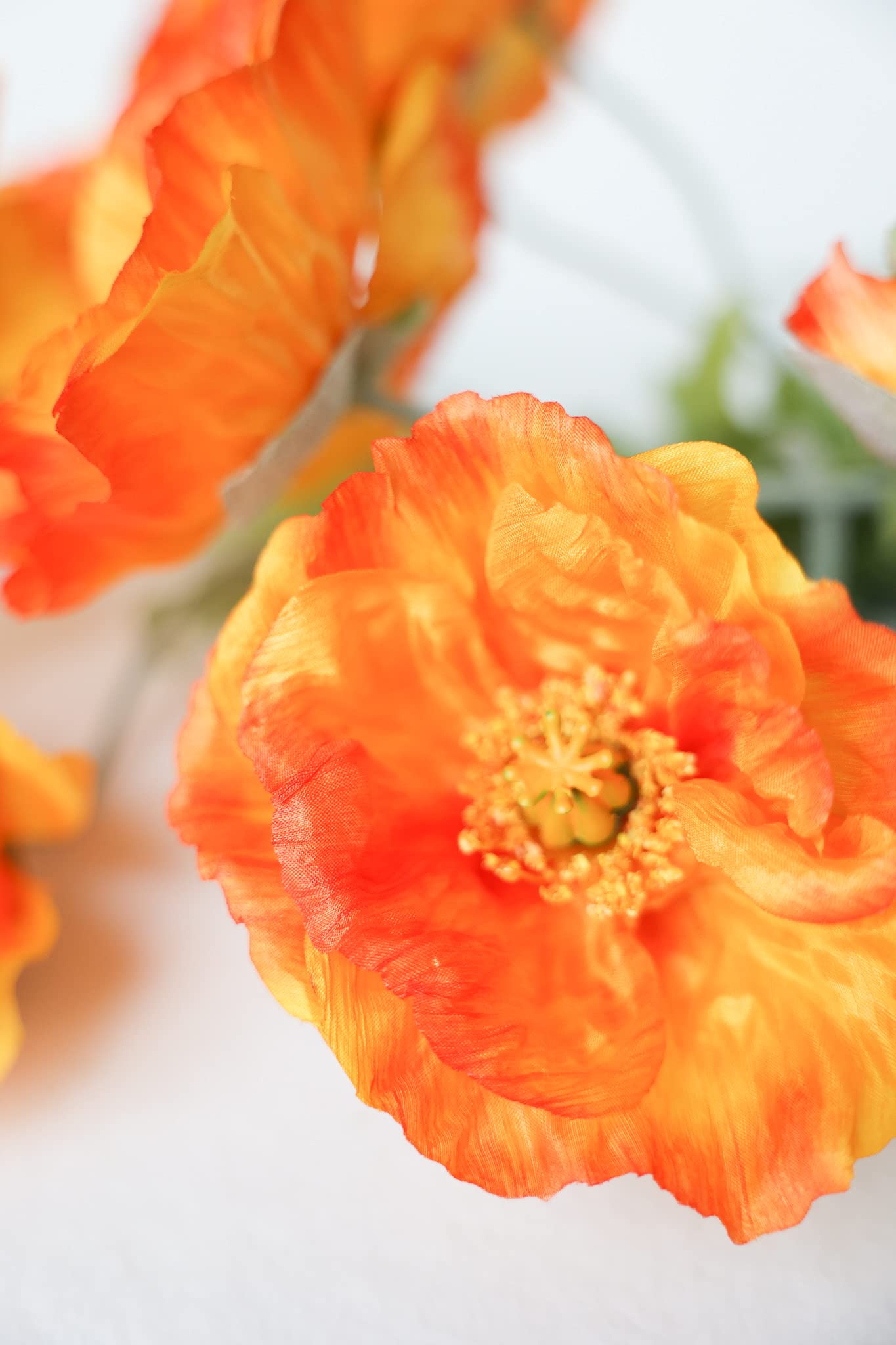 Artificial Fake Poppies | Beautiful Wedding, Home, Garden & Party Decorations | Gift Idea | 6 Wild, Vibrant Flower Stems, Handcrafted Flowers Designed by Florists (Orange)