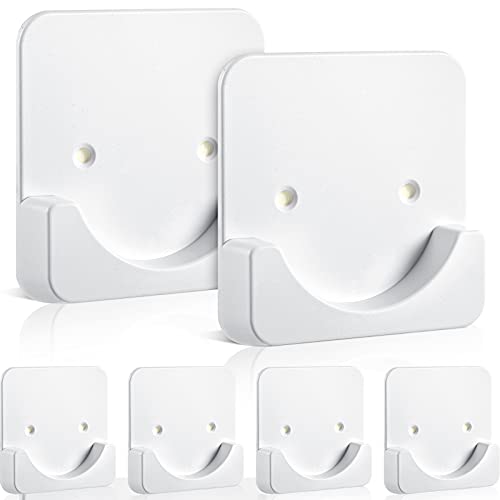 6 Piece Adhesive Shower Curtain Rod tension Holder, Adhesive Wall Mounted Shower Rods Holder Drill-Free Install, Adhesive Rod Mount Retainer, No Drilling, Not Include Shower Curtain Rod (White)