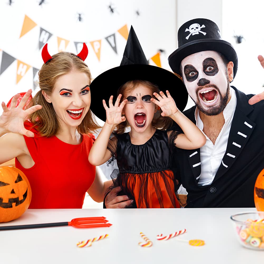 JNYLLN 4Pcs Halloween Witch Broom, Halloween Cosplay Dress Up Costume Halloween Witch Hat Halloween Witch Broomstic Props Cute Witch Broom (Orange)