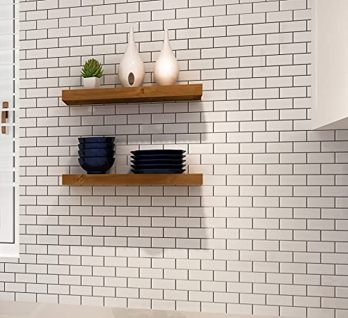 ROOREVO Floating Shelves Wall Mounted, Wood Wall Shelves , Rustic Wall Decor for Bathroom, Bedroom, Living Room, Kitchen,Set of 2……