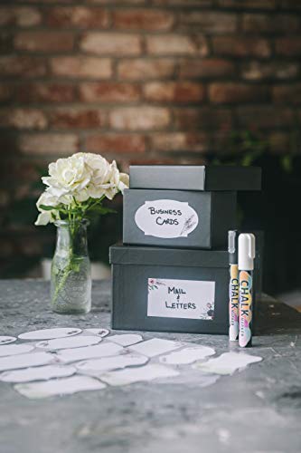 Inspired Designs Floral Chalkboard Label Stickers with 2 Chalk Pens - 120 Pcs Multi-Purpose Chalk Sticker Labels for Storage Bins, Spice Jars - 3.5โx2โ Reusable Waterproof Pantry Labels for Organizing