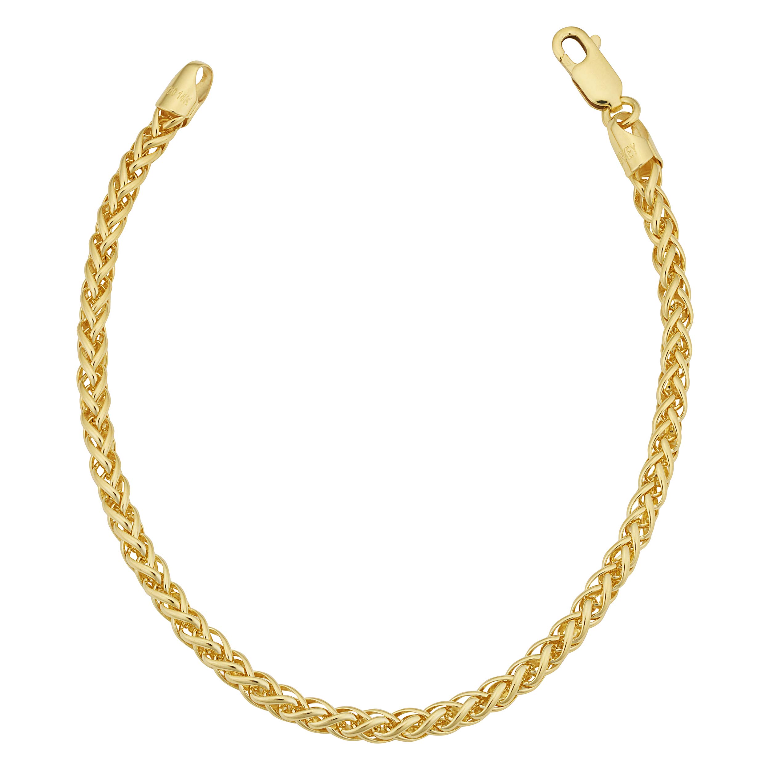 14k Yellow Gold Filled Franco Chain Bracelet for Men and Women (3.3 mm, 7.5 inch)